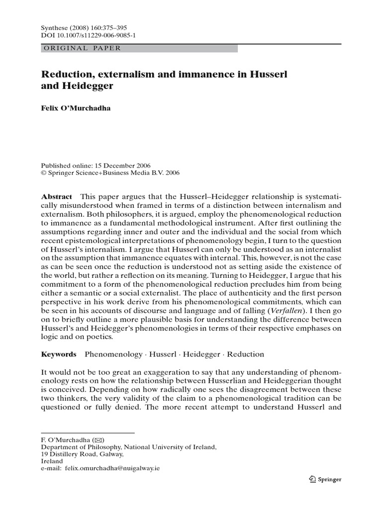 Reduction,_externalism_and_imm | PDF | Edmund Husserl | Phenomenology ...