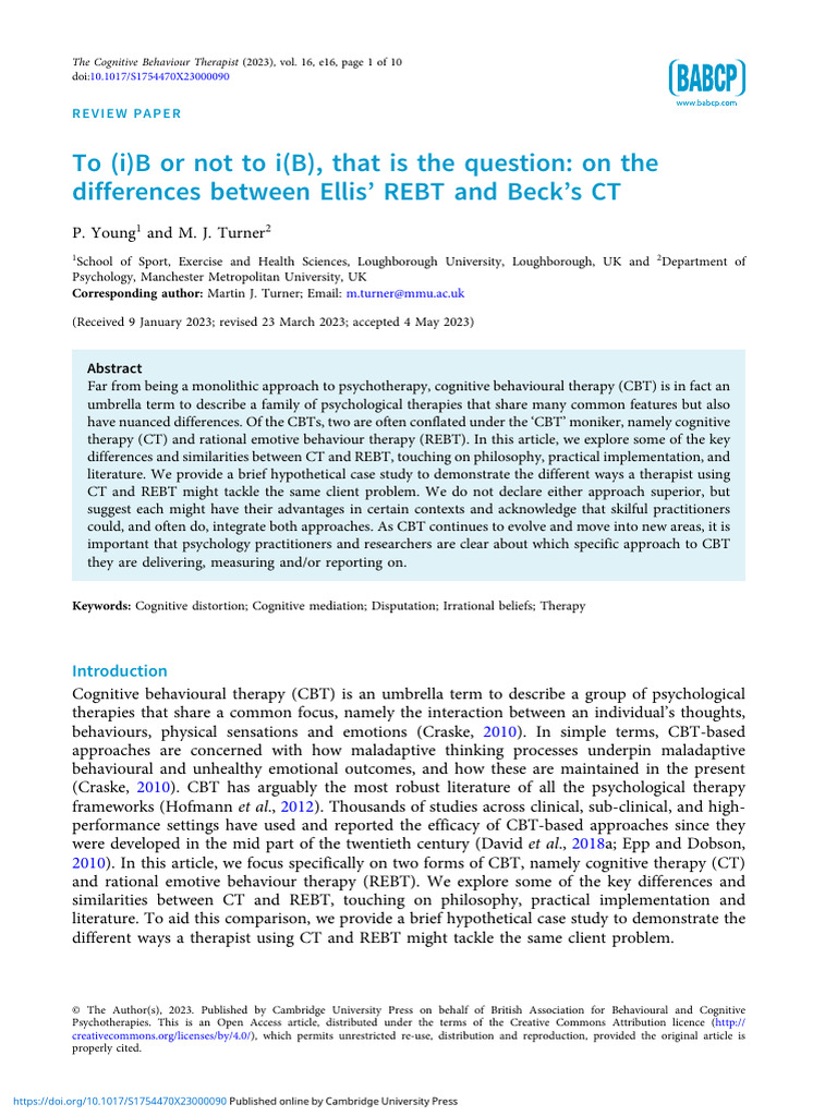 CT vs REBT: Key Differences Explained | PDF | Rational Emotive Behavior ...