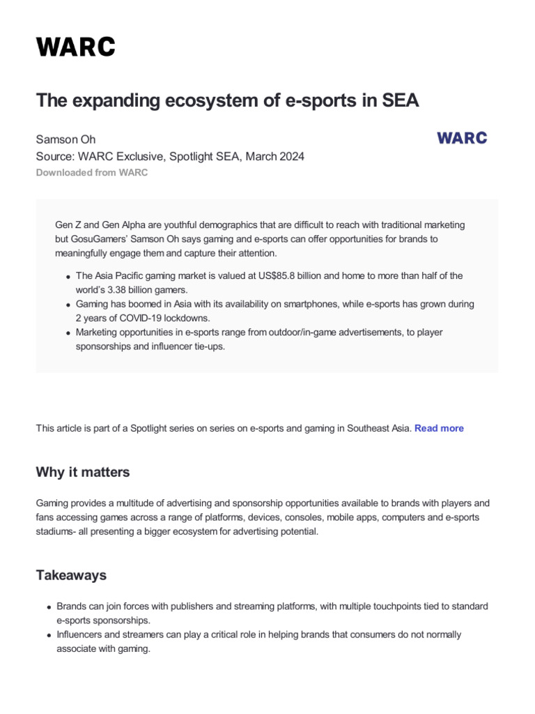 The Expanding Ecosystem of E-Spo | PDF | Social Media | Popular Culture ...