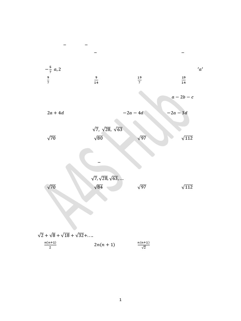 5.Arithmetic Progression MCQs | PDF | Mathematics | Arithmetic 5.Arithmetic Progression MCQs | PDF | Mathematics | Arithmetic