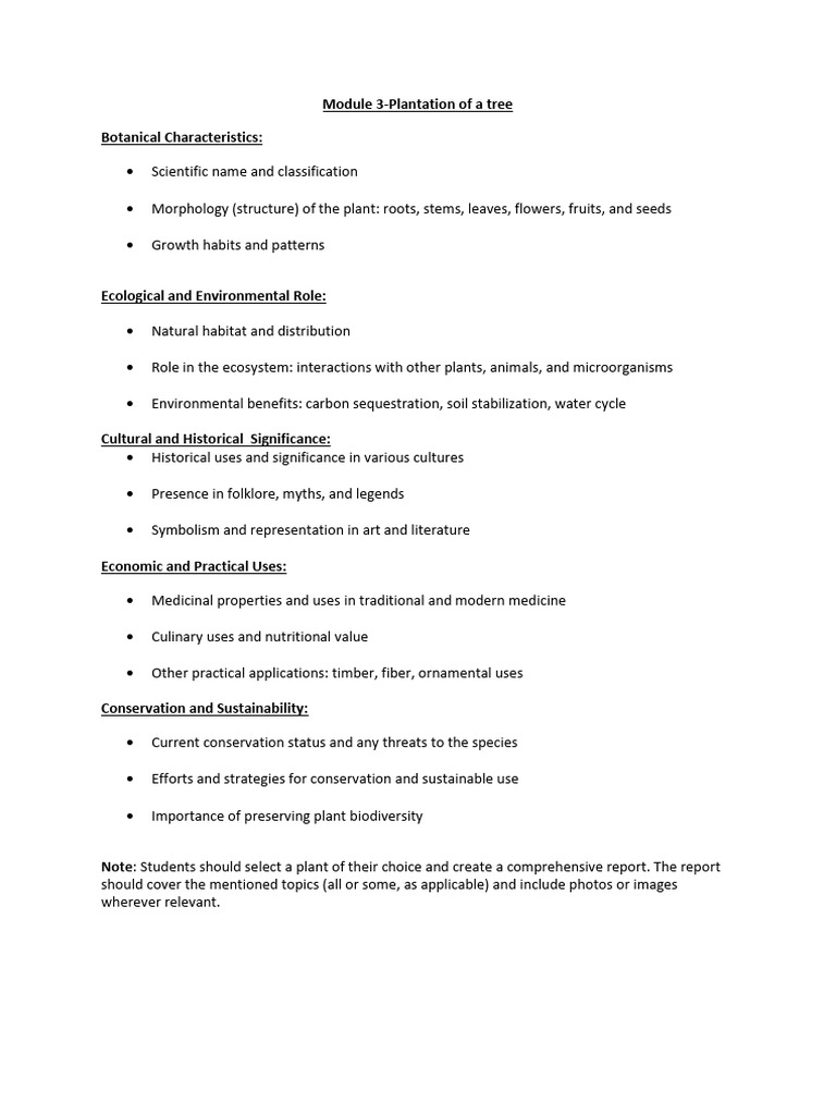Plantation of A Tree Report Format | PDF