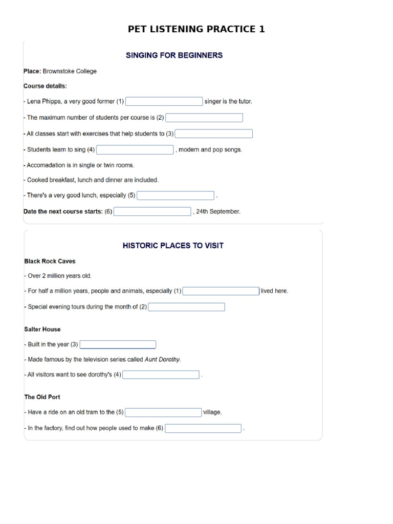 Pet Listening Practice 1 | PDF