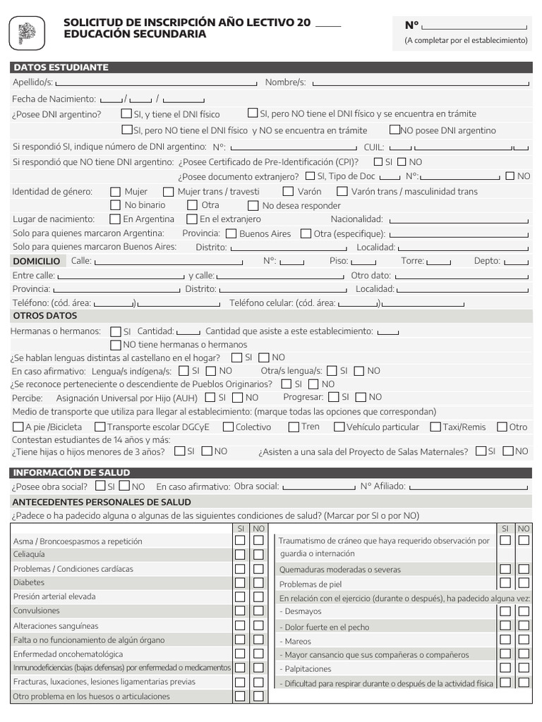 Inscripción Escolar y Salud 2020 | PDF | Documento de identidad | Transgénero