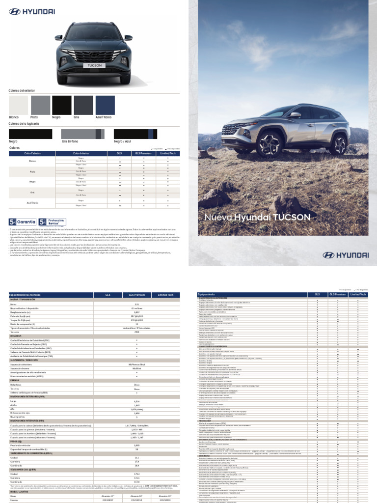 2024 - Ficha Técnica - Hyundai - Tucson | PDF | Airbag | Diodo emisor de luz