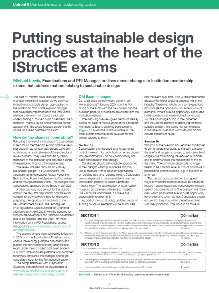 IStructE Exam Sustainability Updates | PDF | Insurance | Concrete
