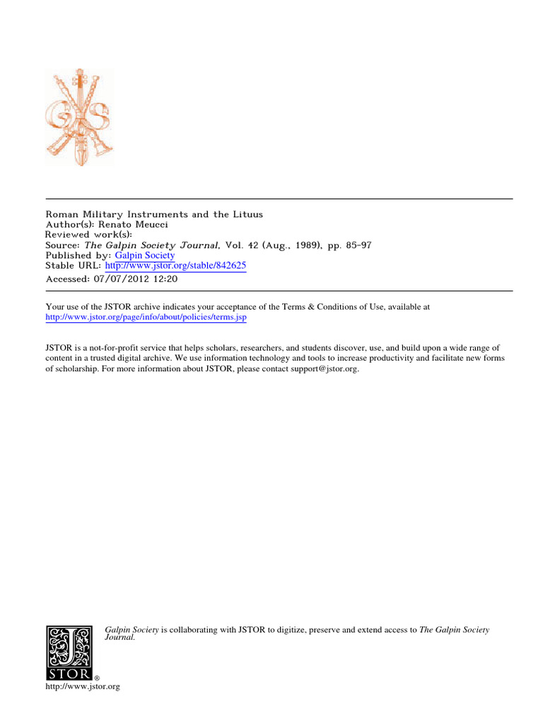 Roman Military Instruments and The Lituu | PDF | Aerophones