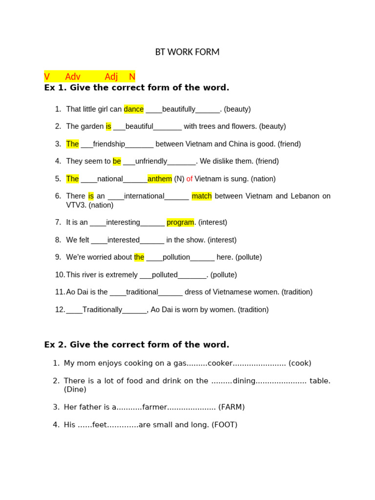 BT WORK FORM | PDF
