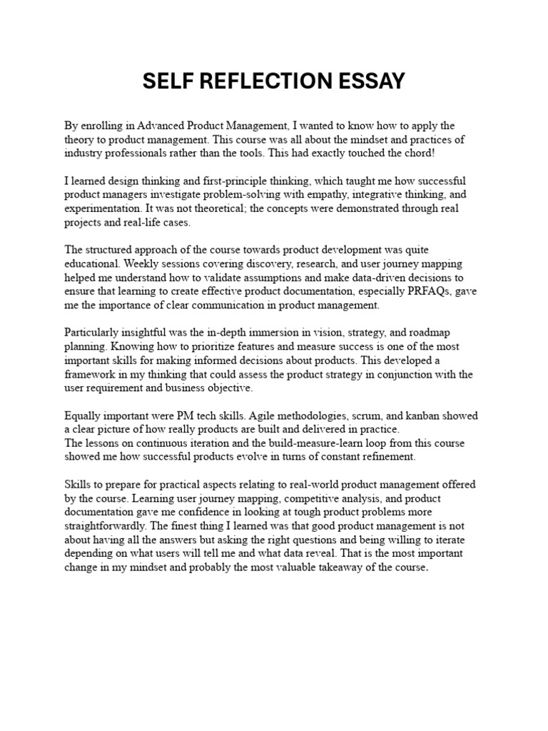 Self Reflection Essay | PDF