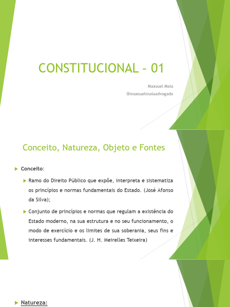 Conceito e Classificação do Direito Constitucional | PDF | Constituição ...