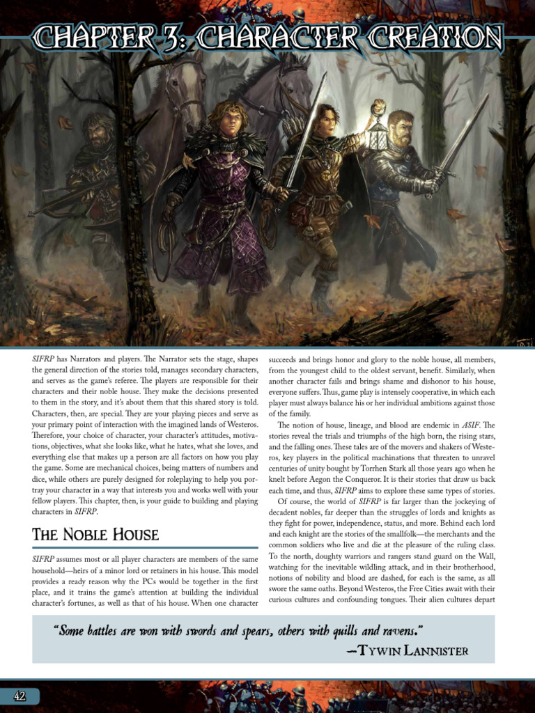 SIFRP Character Creation Guide | PDF | A Song Of Ice And Fire