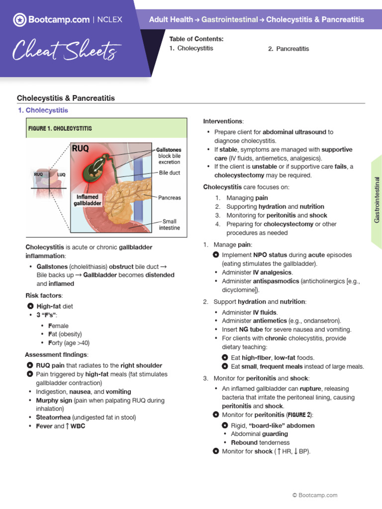 Cholecystitis and Pancreatitis Overview | PDF | Gallbladder | Diseases ...