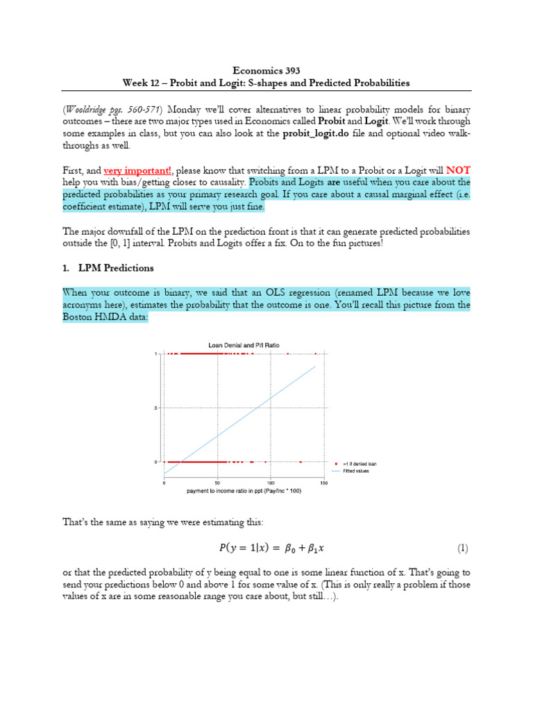 Week12-1 - Probit - Logit - 2 | PDF | Regression Analysis | Mathematical And Quantitative ...