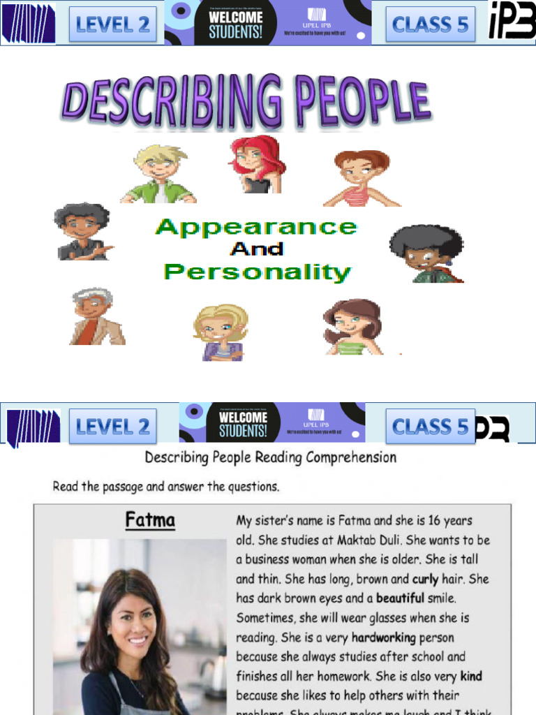 CLass 5 Describing People Appearance and Personality | PDF