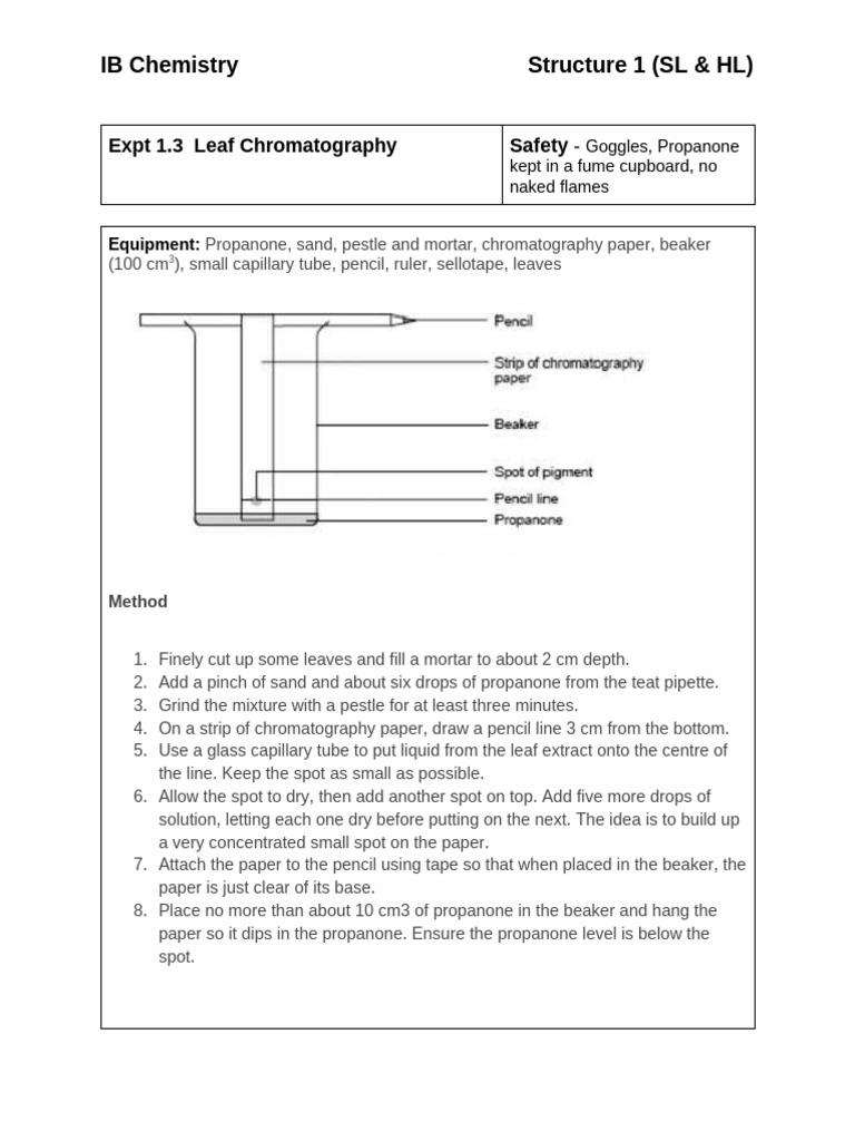 Expt 1.3 Leaf Chromatography | PDF