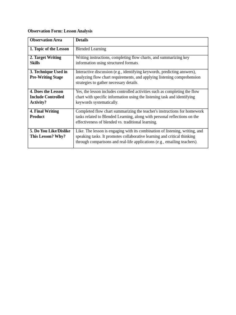 Observation Form | PDF