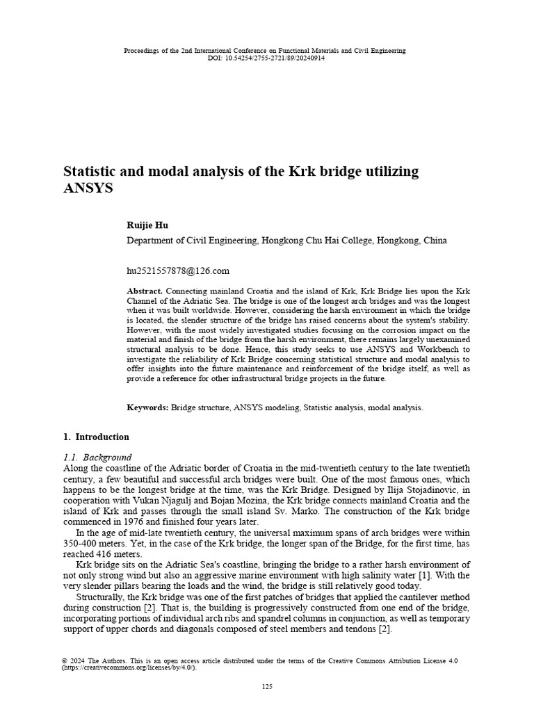 Statistic and Modal Analysis of The KRK Bridge Uti | PDF | Wound | Concrete