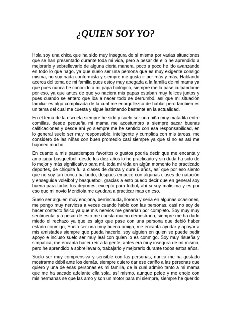 Mi historia: inseguridades y pasiones | PDF