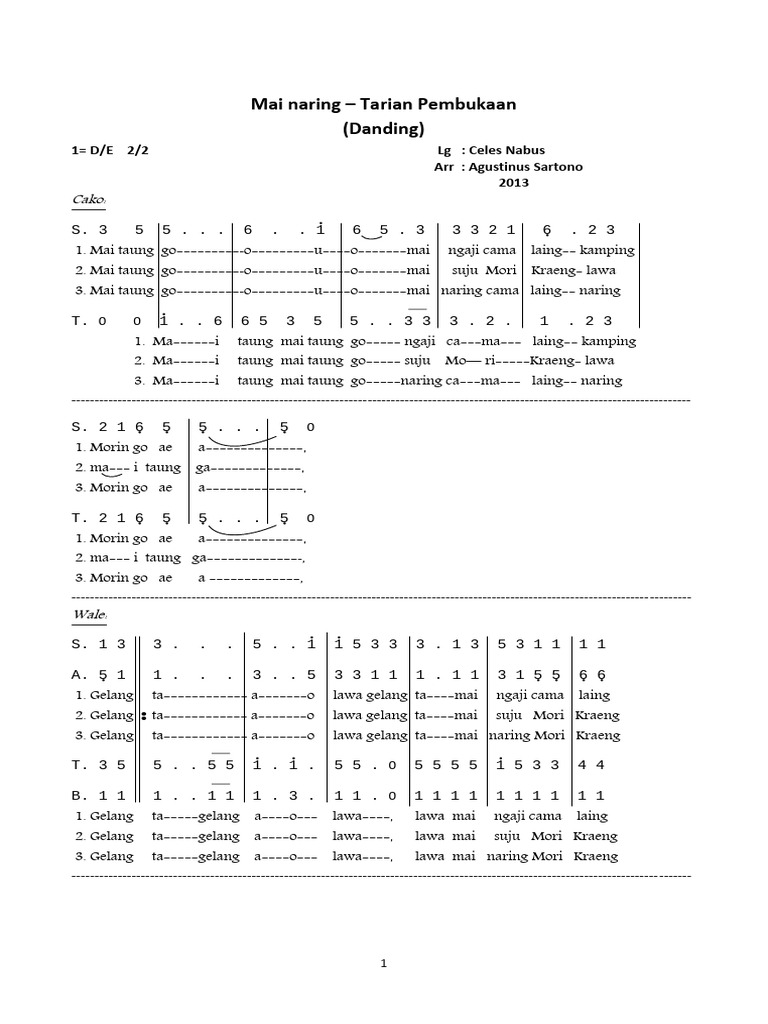 Teks Koor Naring Mori | PDF