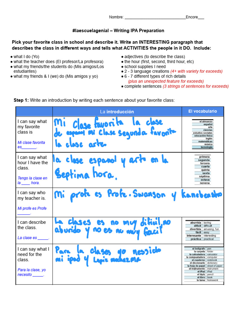 Writing IPA: Favorite Class Description | PDF | Grammar | Word