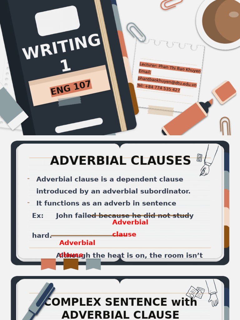 Writing 1 - Adverbial Clause 1 | PDF | Syntax | Grammar