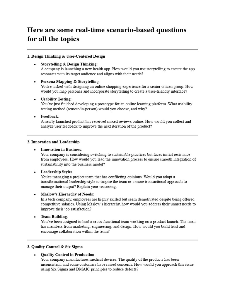 Scenario Based Questions | PDF | Usability | Business