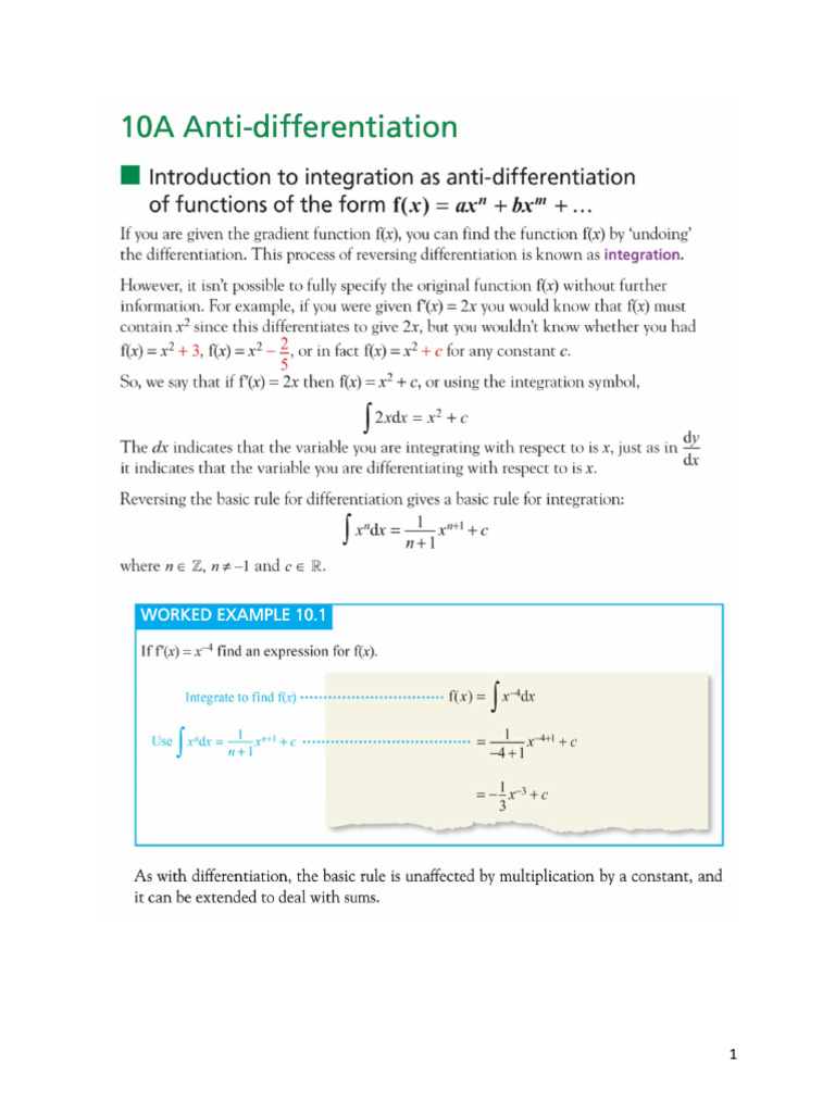 Integration Chapter in Hodder Math Textbook | PDF