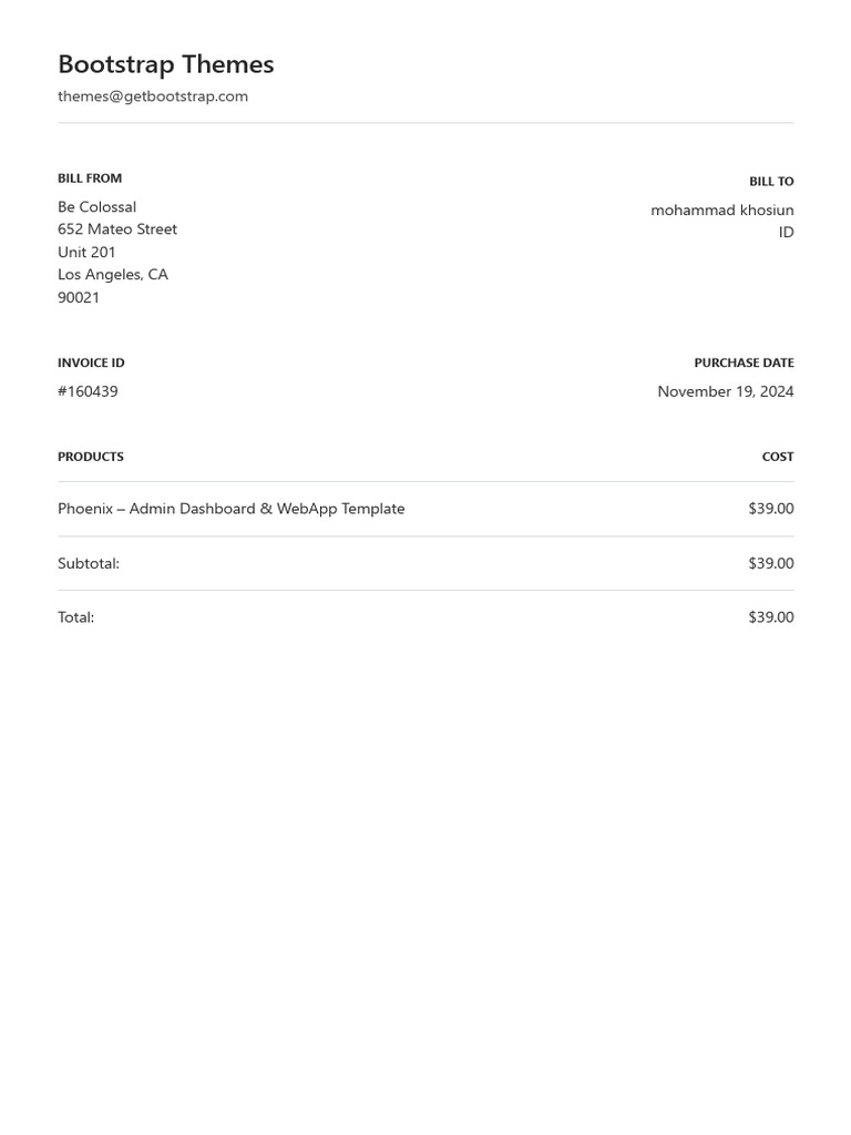 Invoice - Bootstrap Themes | PDF Invoice - Bootstrap Themes | PDF
