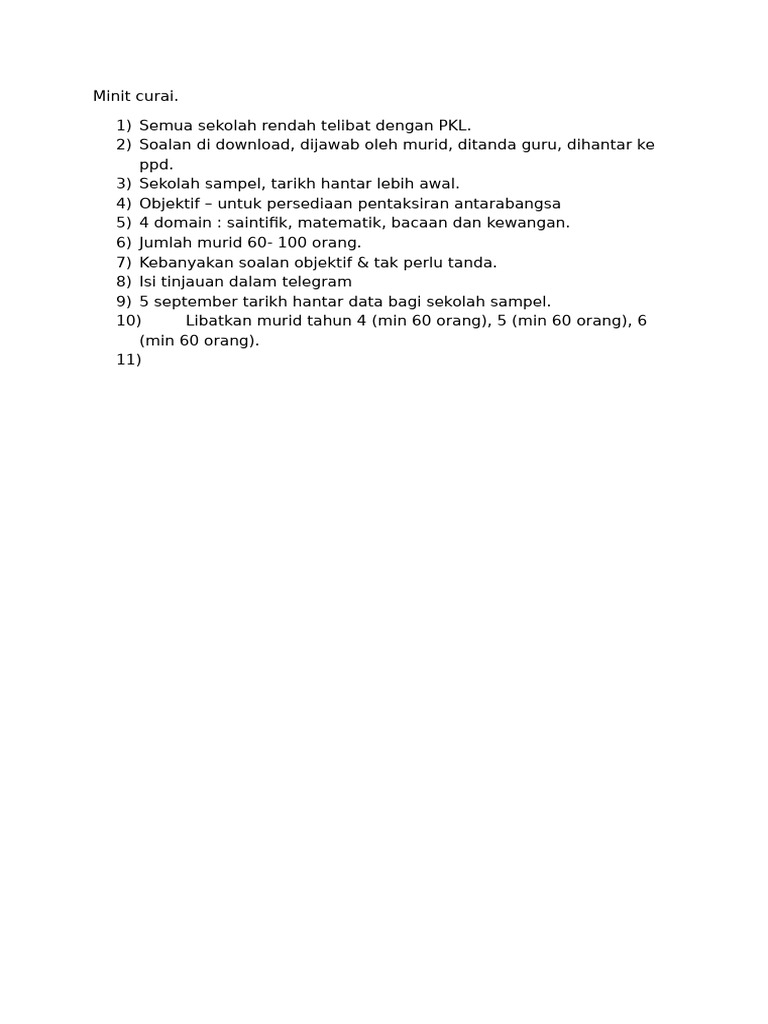 Minit Curai PKL 2024 | PDF