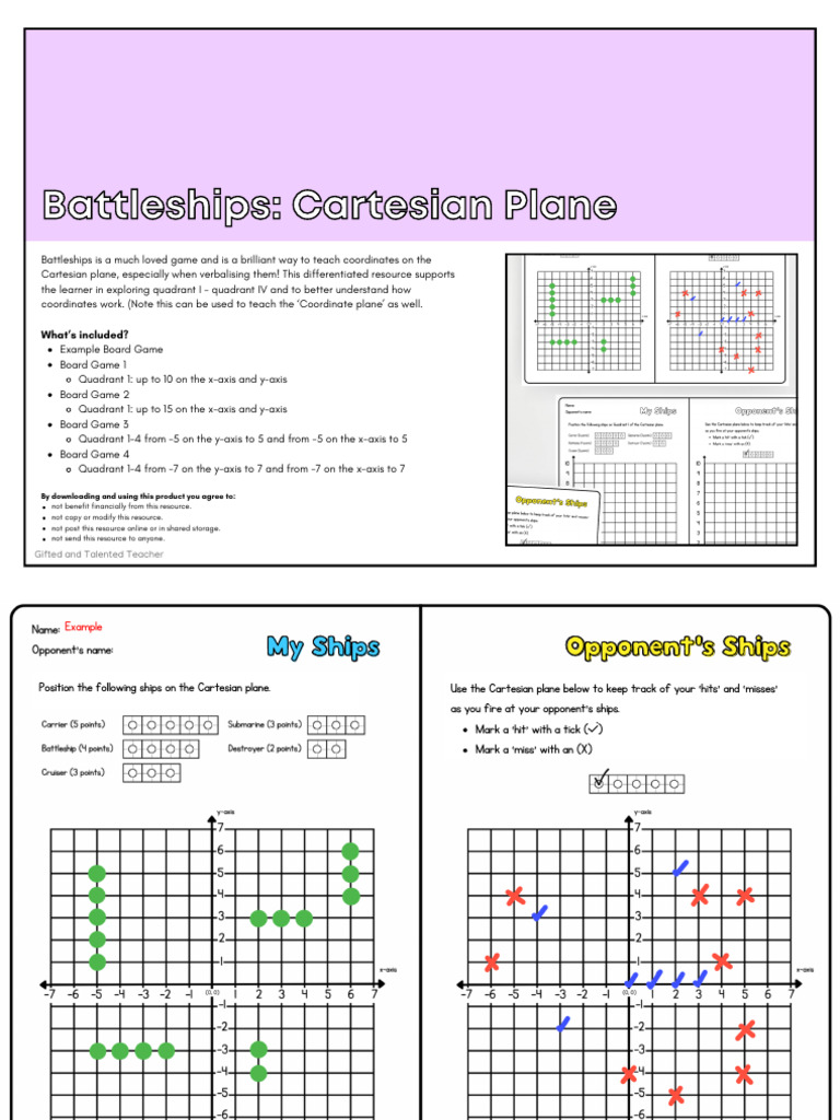 Battleships CartesianPlane GTT | PDF | Cartesian Coordinate System ...