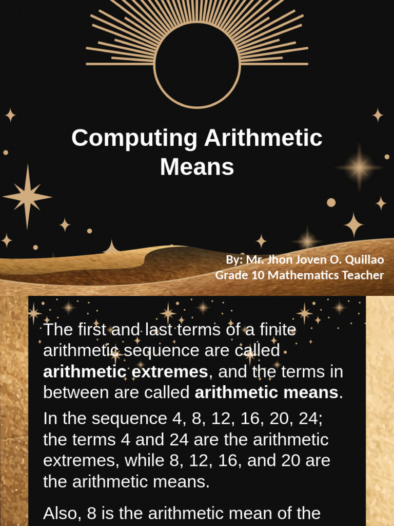 Lesson 2.3 - Arithmetic Means | PDF | Mean | Elementary Mathematics