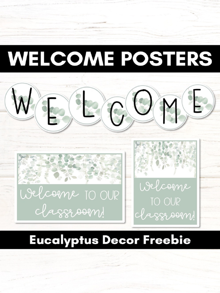 Eucalyptus Classroom Decor Welcome Sign | PDF