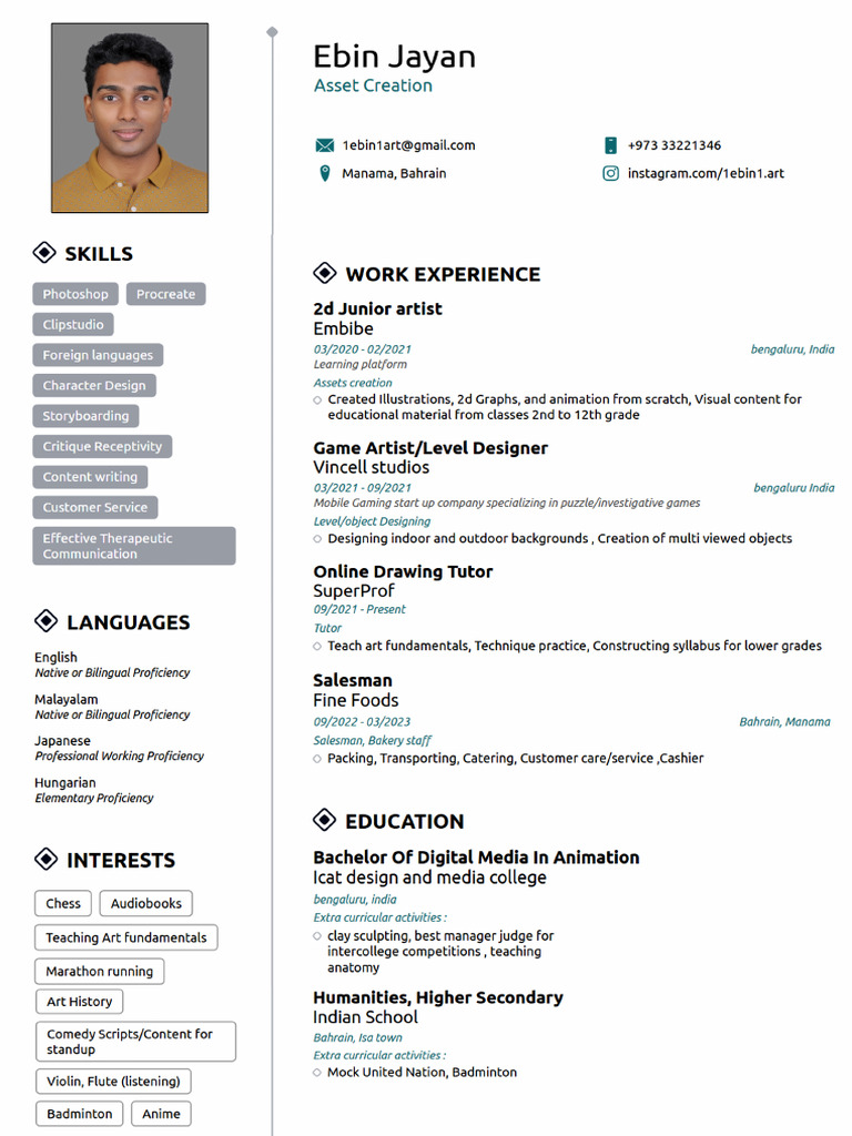 Ebin Jayan Resume 2024 (J) | PDF