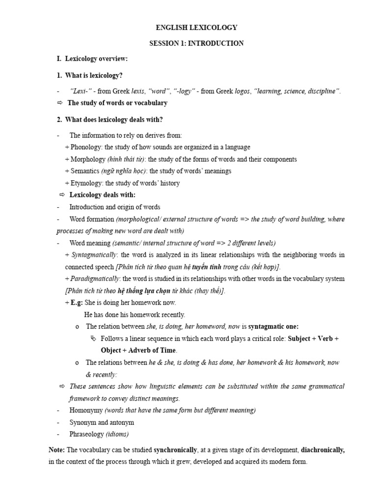 English Lexicology - Key Terms + Etymology + Word Formation | PDF ...