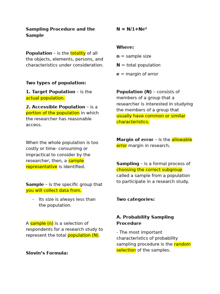 Sampling reviewer | PDF | Sampling (Statistics) | Science