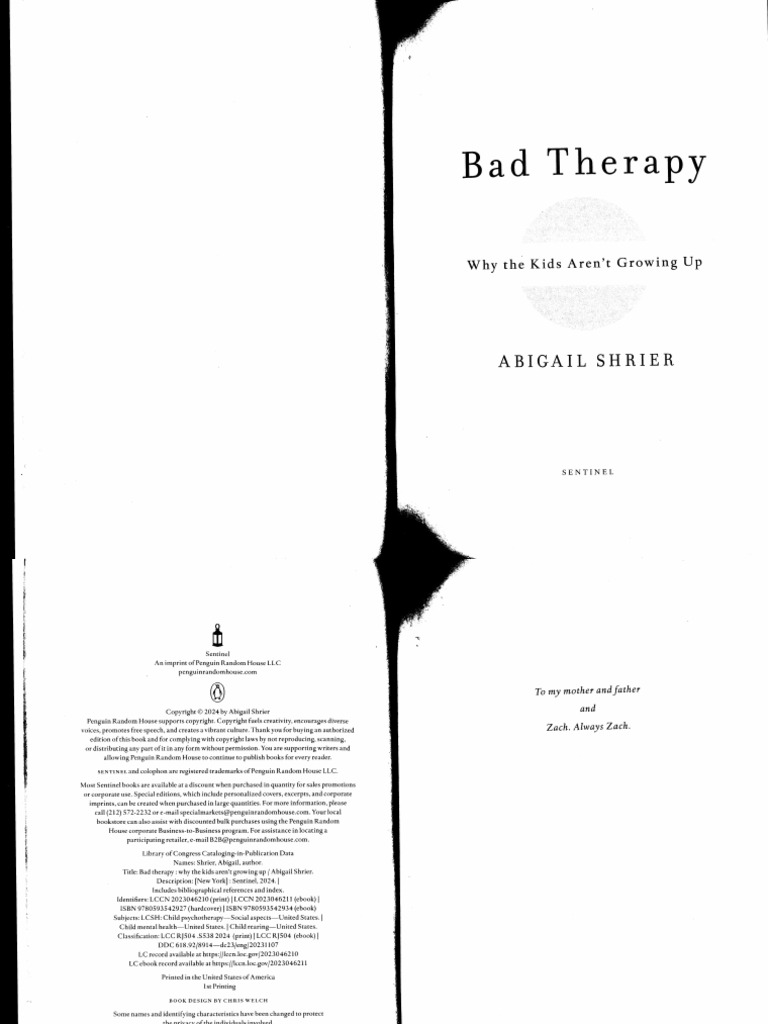 Abigail Shrier - Bad Therapy - Why The Kids Aren't Growing Up-Sentinel ...