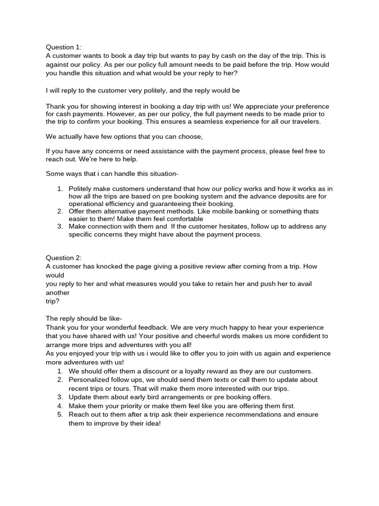 Handling Booking Policies & Customer Retention | PDF