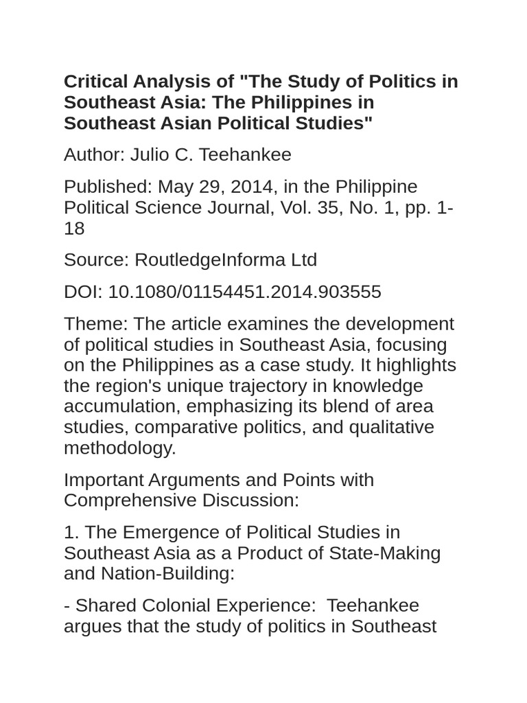 Political Studies in Southeast Asia: Philippines | PDF | Social Media ...