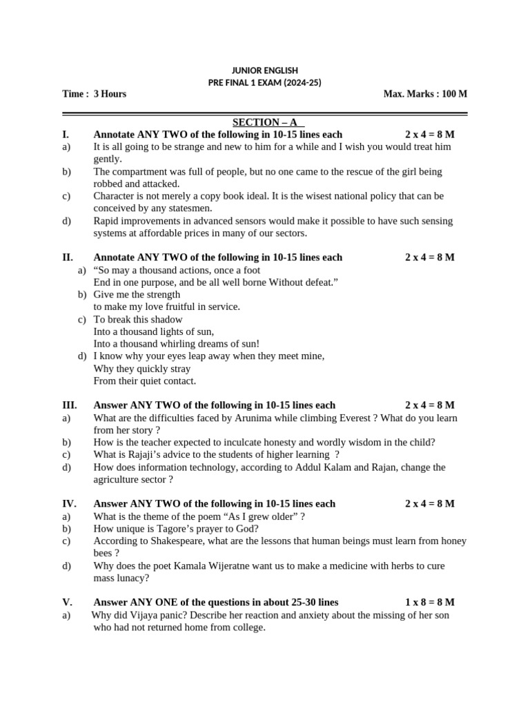 Prefinal 1 Junior (2024-25) | PDF | Linguistics