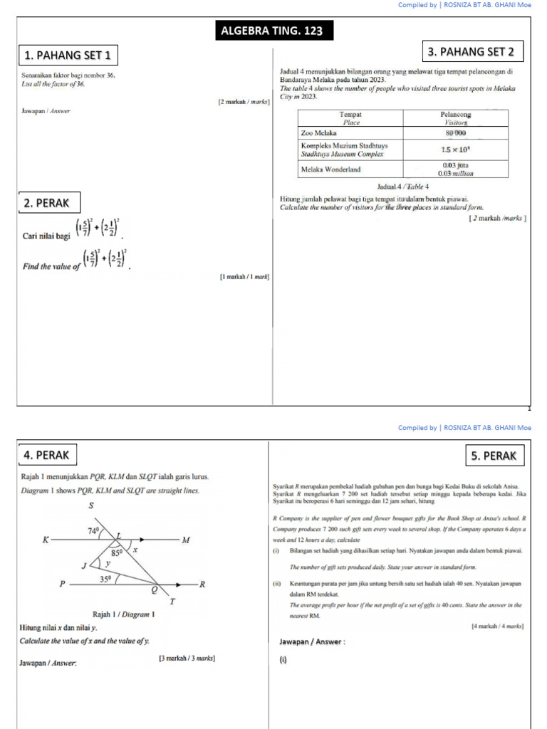 Algebra Ting. 123 (Algebra Form 123) 2024 | PDF