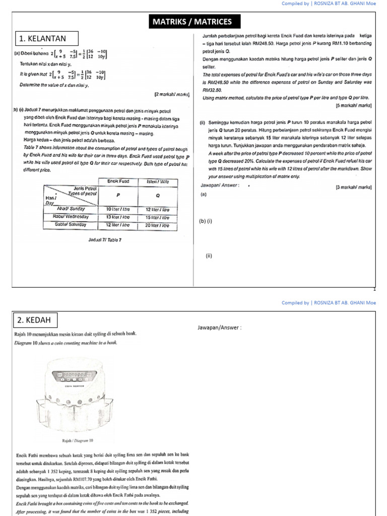 Matriks (Matrices) 2024 | PDF