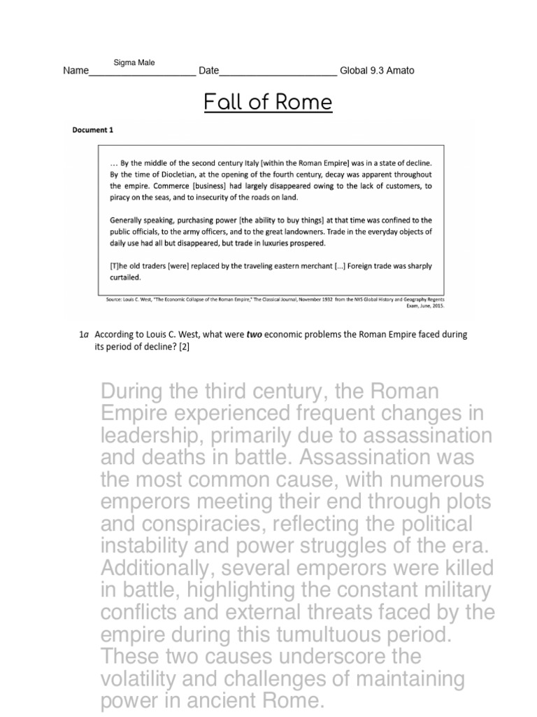 Global 9.3: Fall of Rome Analysis | PDF