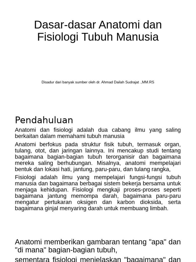 Dasar Anatomi Dan Fisiologi Tubuh Manusia Pdf