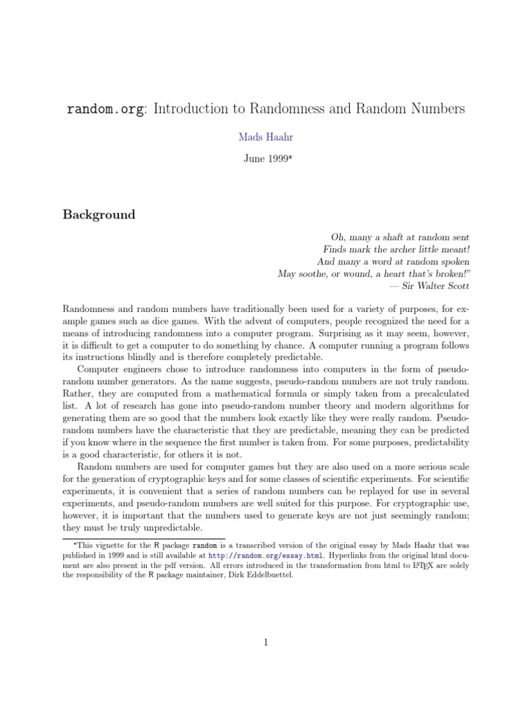 random-essay | PDF | Randomness | Probability Theory