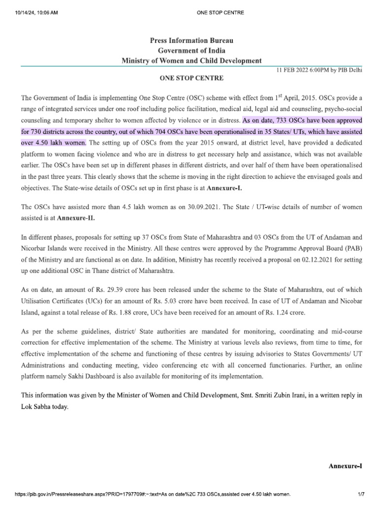 One Stop Centre | PDF