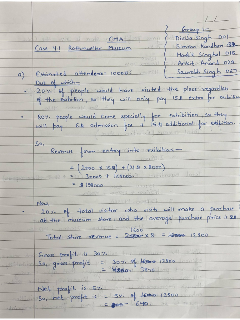 CMA Solution - Section G1 - Group 1 | PDF