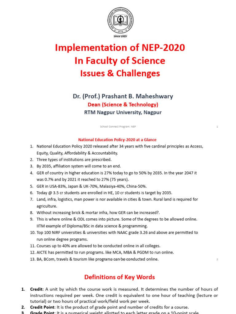 Prashant B. Maheshwary NEP - School Connect 2.0 - FYUGP - PPT | PDF ...