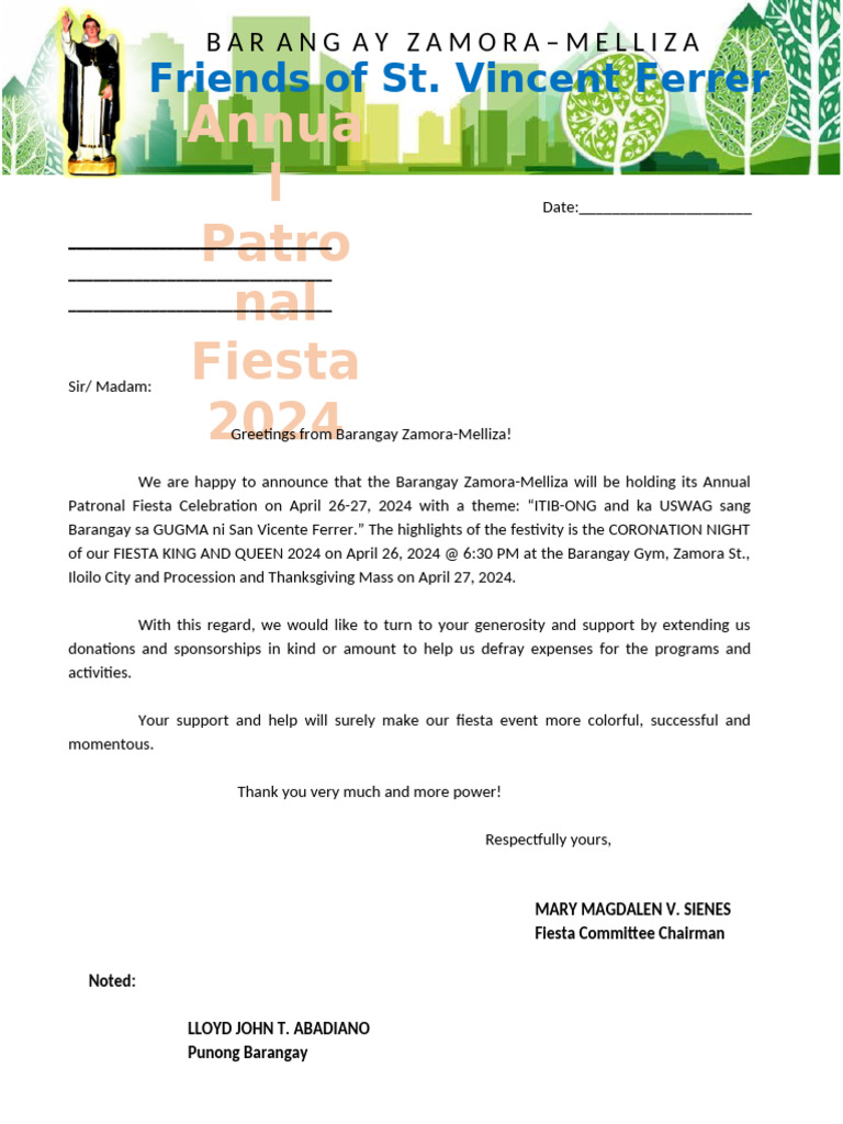 Fiesta Letter 2024 | PDF | Emergency | Emergency Management
