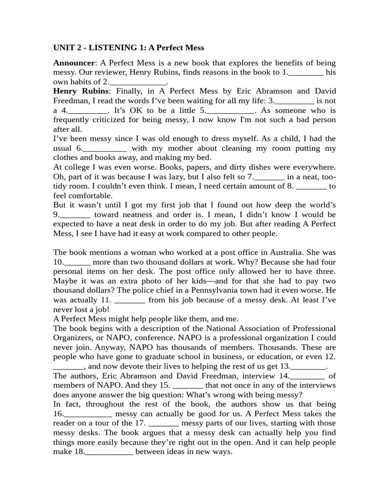 Unit 2 - Listening 1 - Elearning | PDF