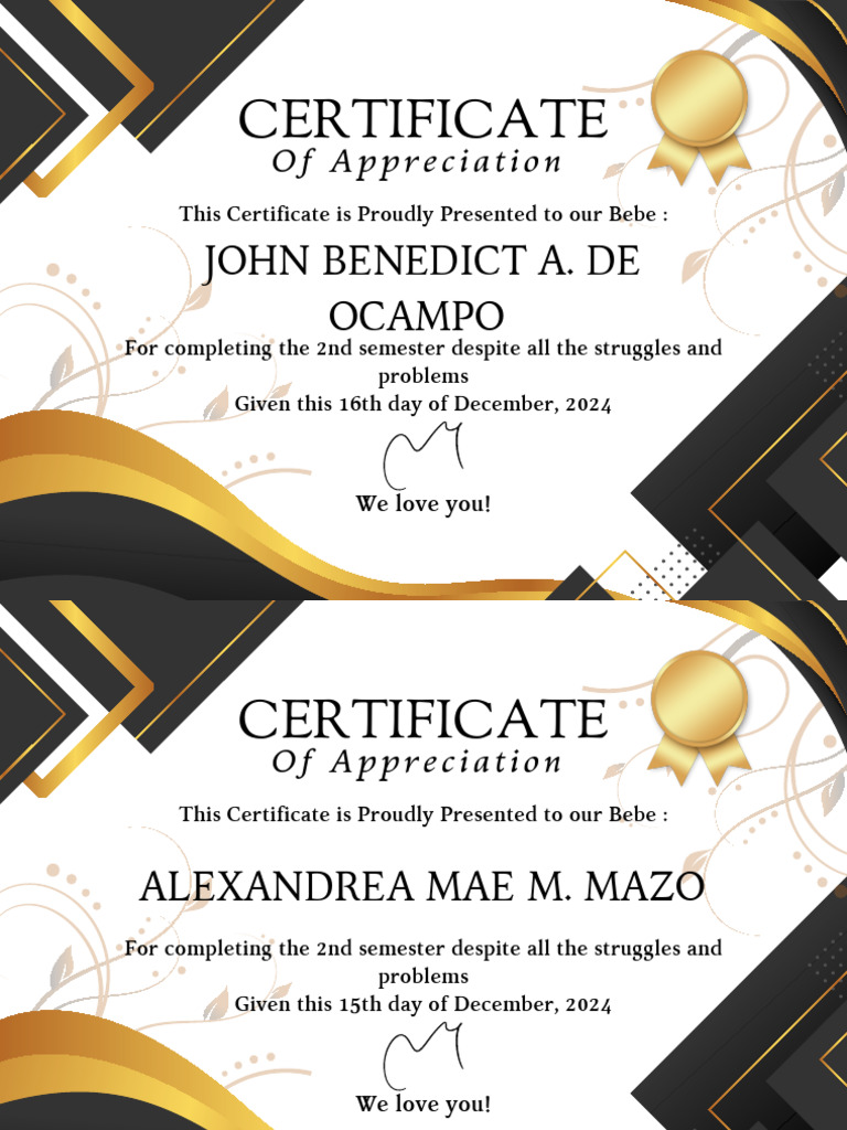 Black Gold Modern Elegant Certificate of Competition Certificate ...