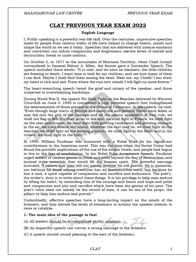 Clat 2022 Paper and Answer Key | PDF | Mandamus